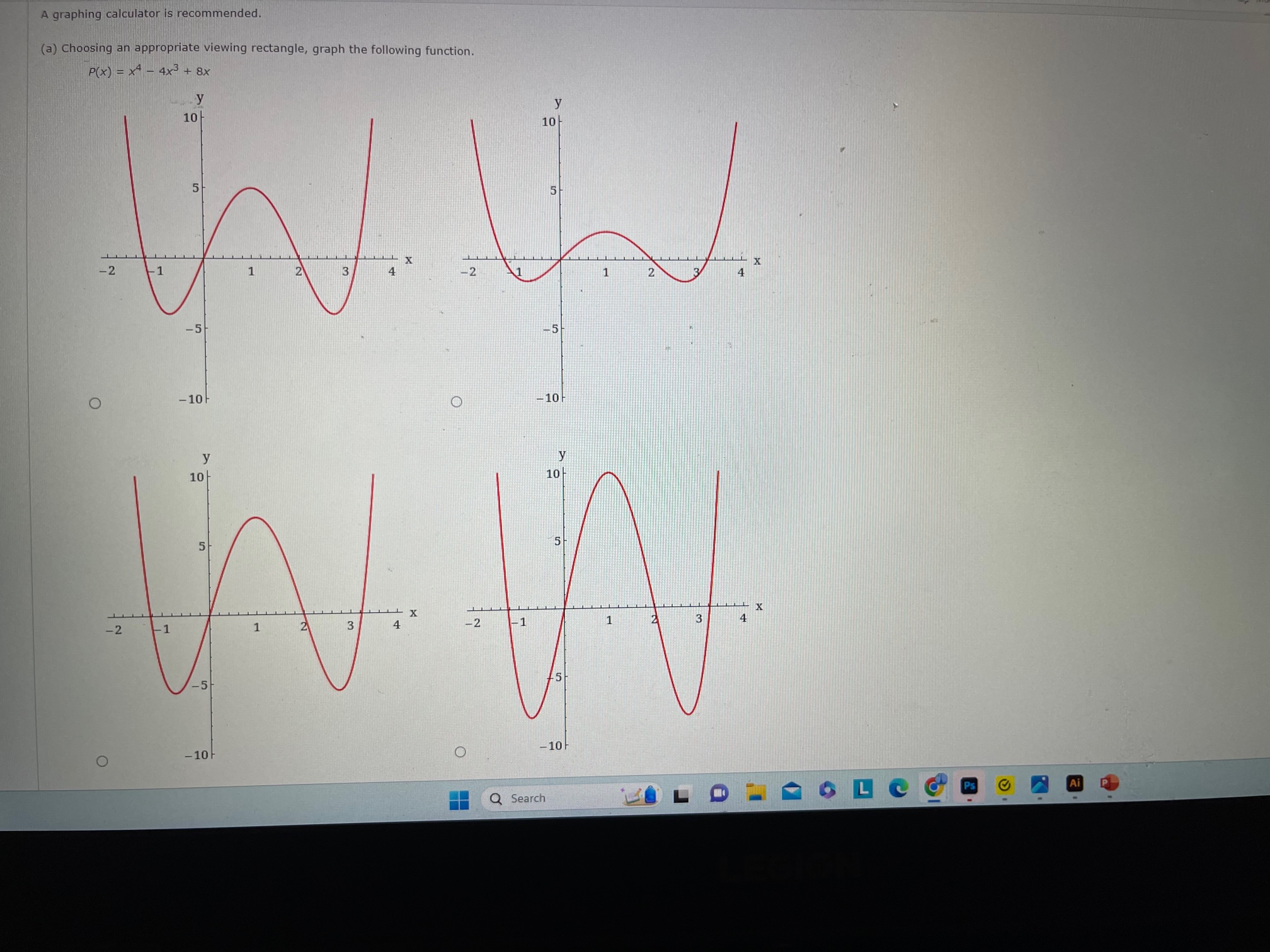 Solved (a) Choosing an appropriate viewing rectangle, graph | Chegg.com