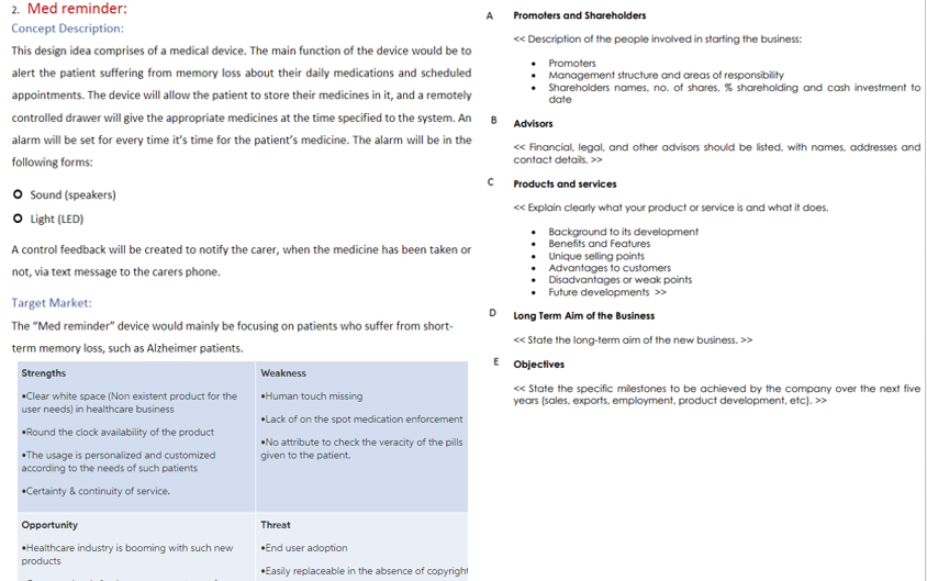 2. Med reminder Concept Description This design idea | Chegg.com