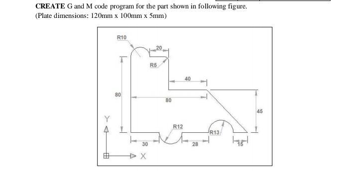 Solved CREATE G and M code program for the part shown in | Chegg.com