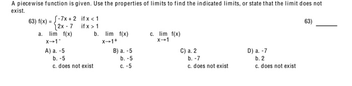 Solved A piecewise function is given. Use the properties of | Chegg.com