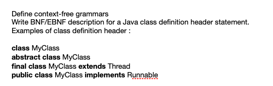 Solved Define context-free grammars Write BNF/EBNF | Chegg.com