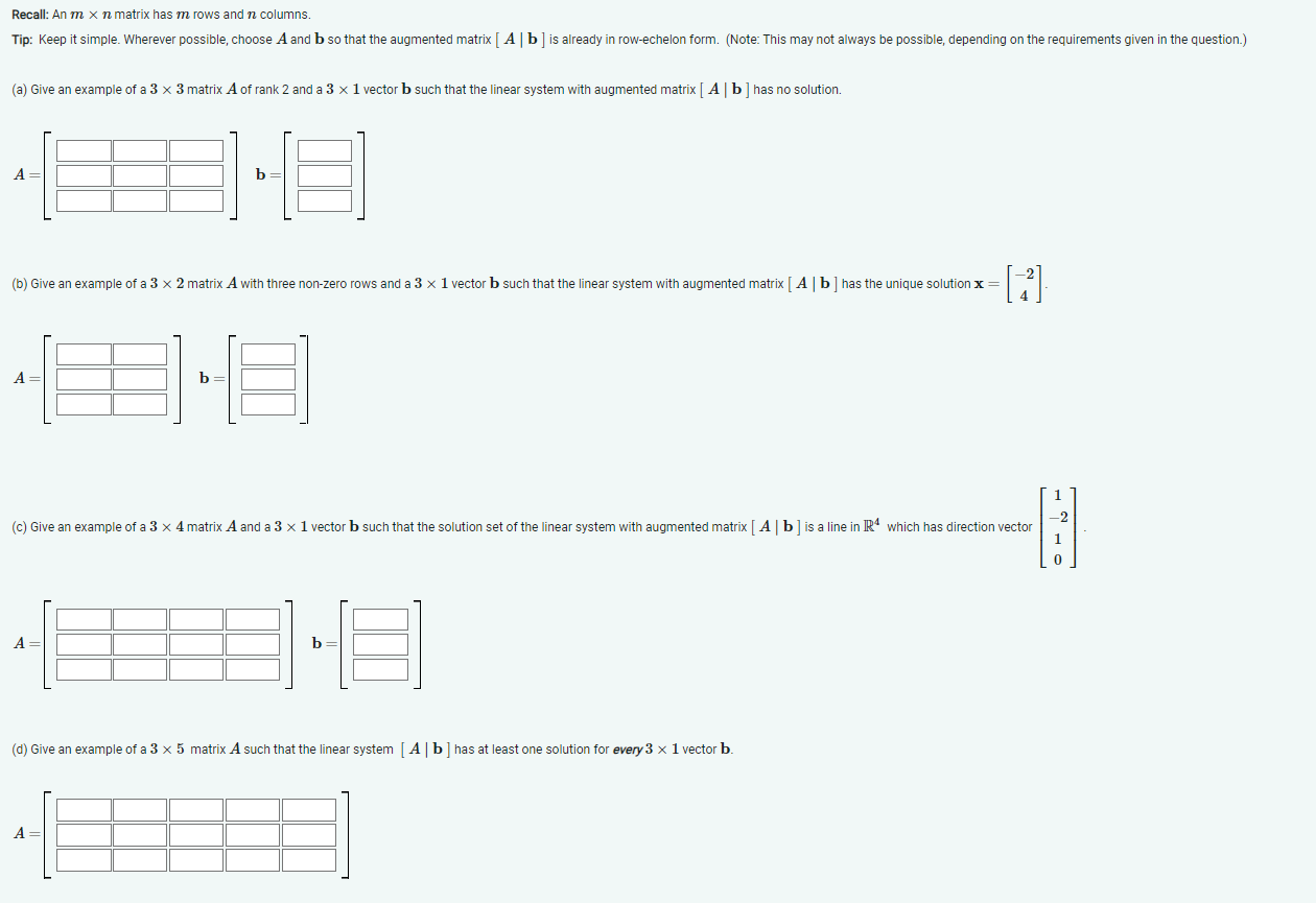 Solved Recall: An m×n ﻿matrix has m ﻿rows and n ﻿columns.(a) | Chegg.com