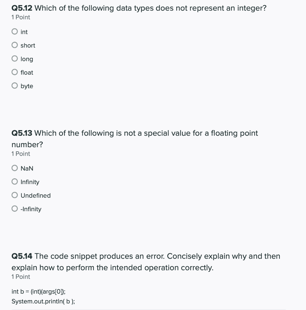 Solved Q5.12 Which of the following data types does not | Chegg.com
