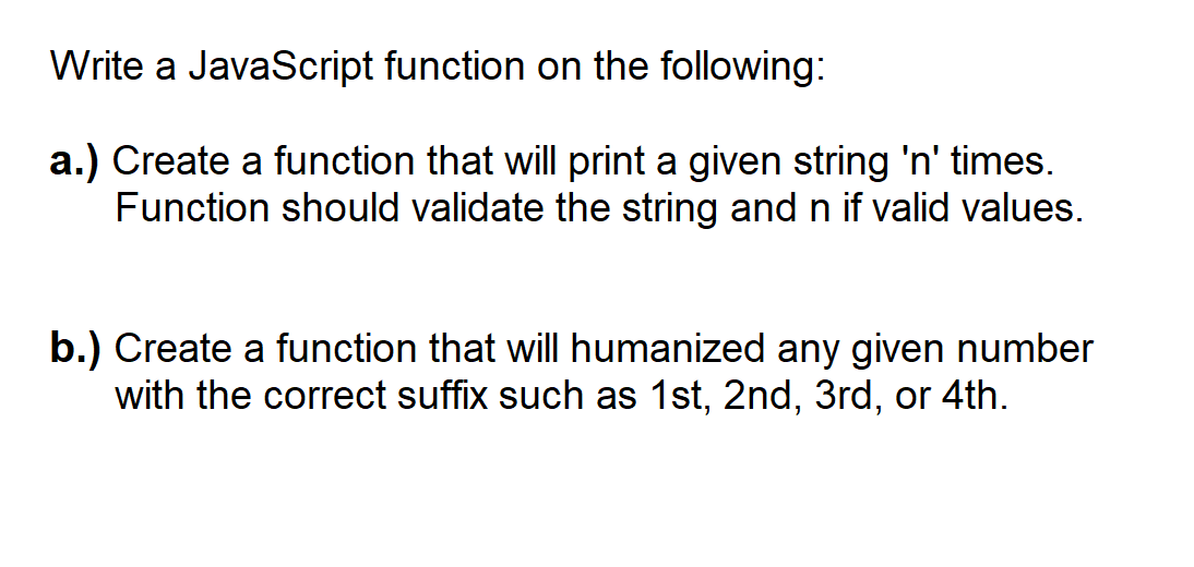 Solved Write A Javascript Function On The Following A Chegg