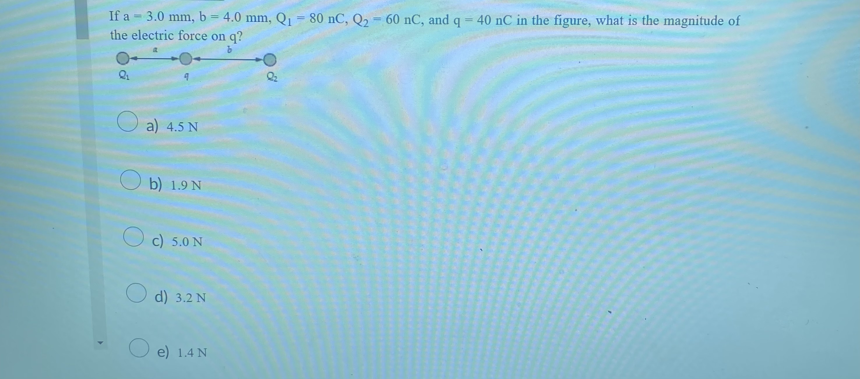 Solved If a=3.0mm,b=4.0mm,Q1=80nC,Q2=60nC, ﻿and q=40nC in | Chegg.com
