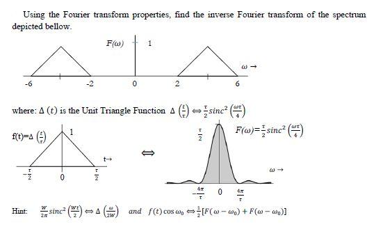Solved Using the Fourier transform properties, find the | Chegg.com