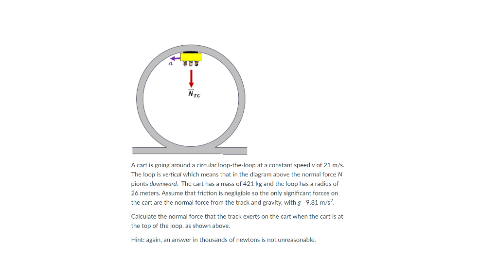 Solved a 1 NTC A cart is going around a circular | Chegg.com