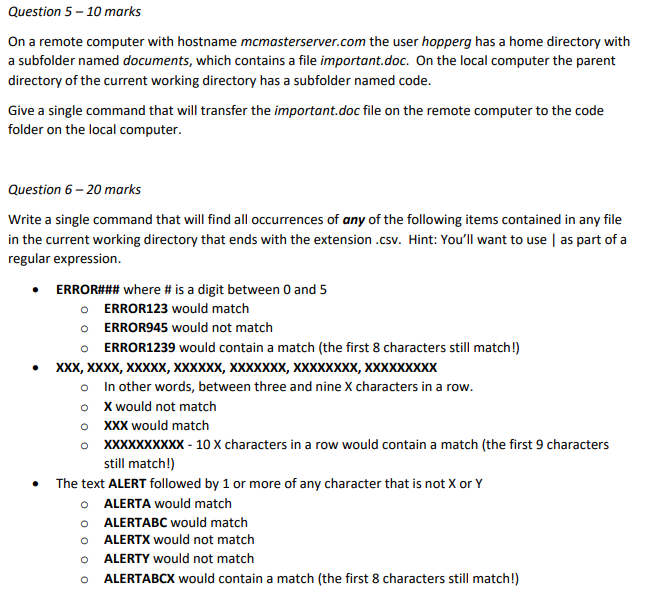 Solved Please provide the Unix command or sequence of | Chegg.com