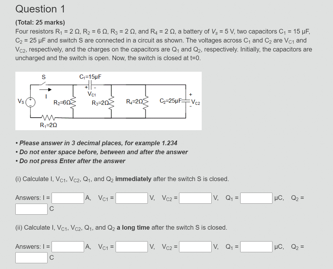 Solved (Total: 25 marks) Four resistors R1=2Ω,R2=6Ω,R3=2Ω, | Chegg.com