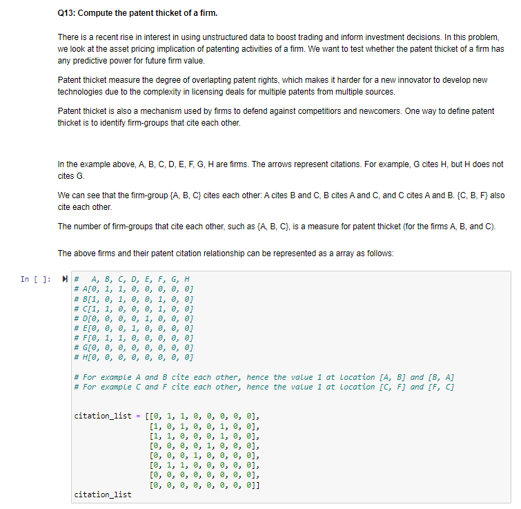 Solved Q13: Compute the patent thicket of a firm. There is a | Chegg.com