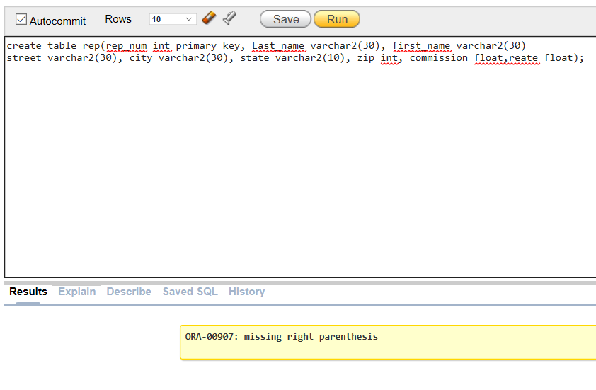 Solved When entering the command in Oracle i keep getting | Chegg.com