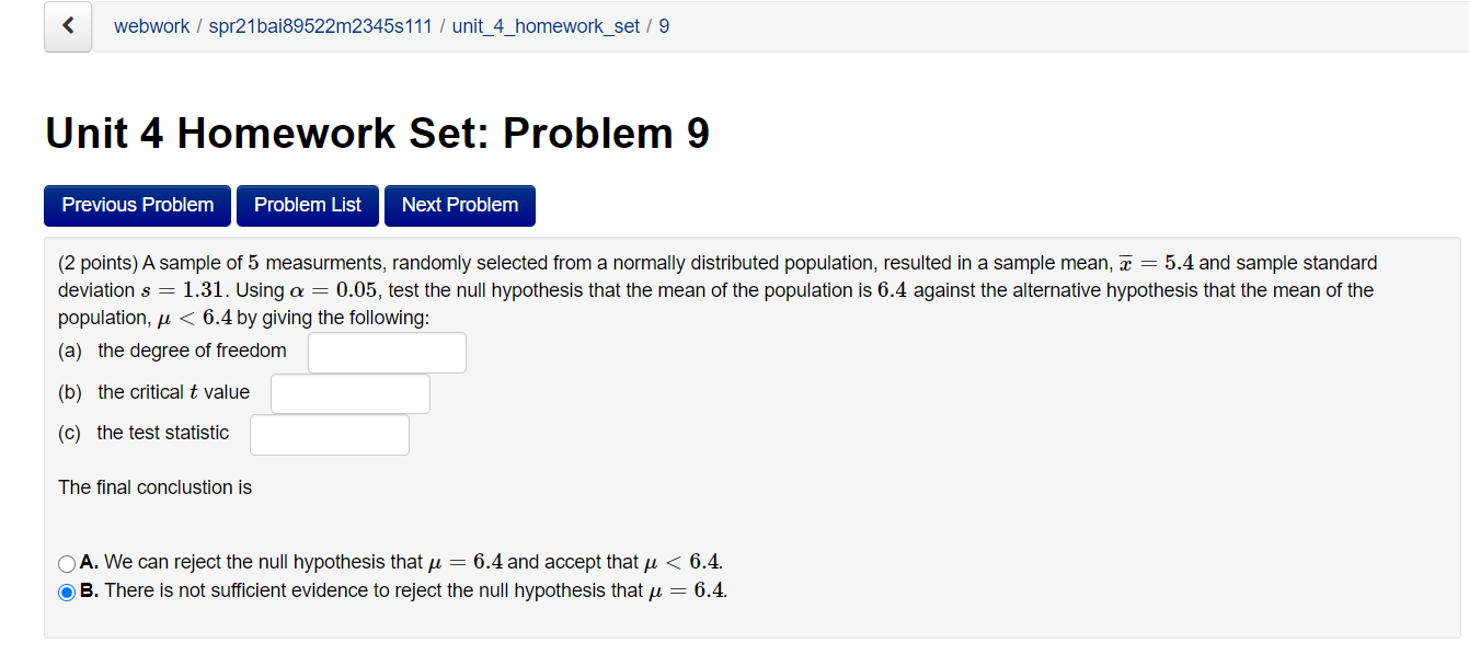 Solved webwork / spr21bai89522m2345s111 / | Chegg.com