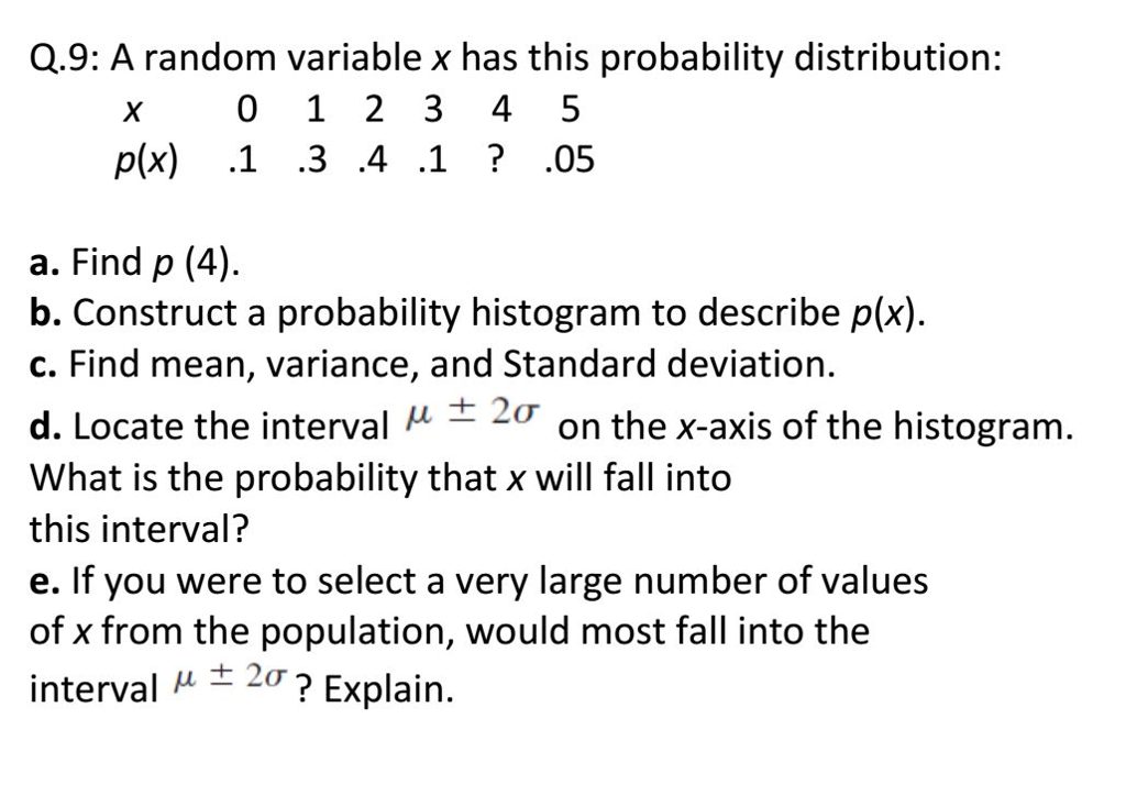 Solved Q.9: A random variable x has this probability | Chegg.com