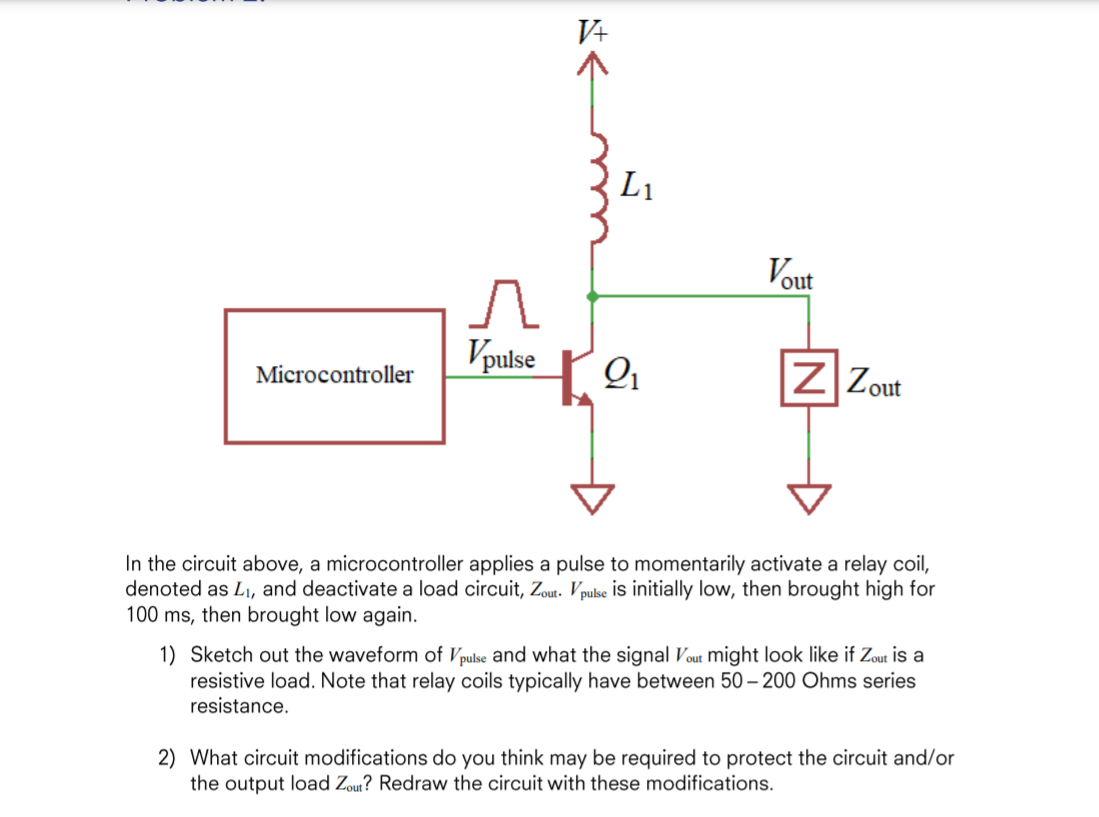 Solved V wurf Li Vout Vpulse Microcontroller Q Z Zout In the | Chegg.com