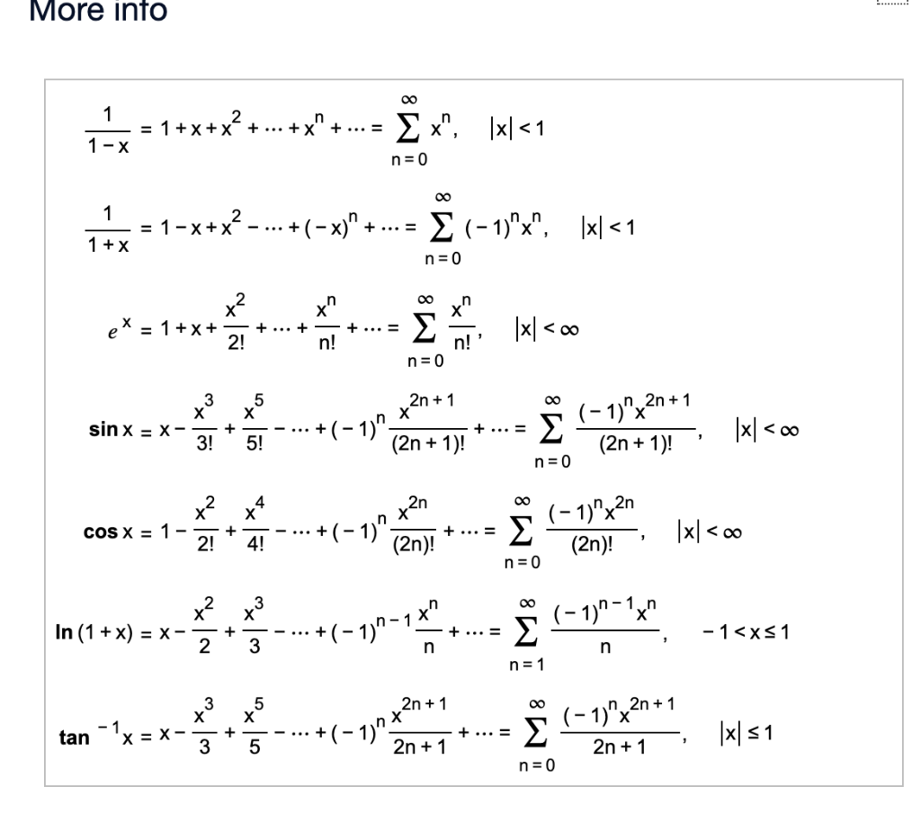 Solved Use the table of frequently used Taylor series to | Chegg.com