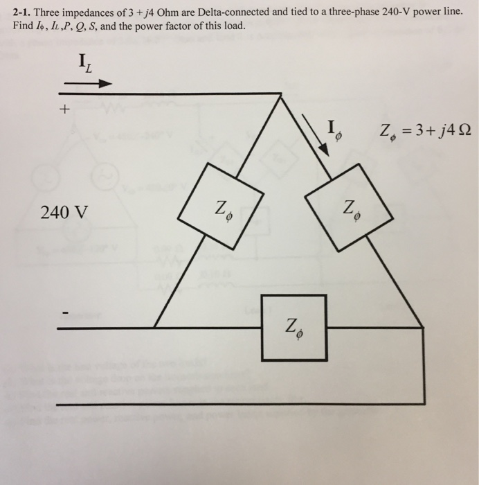 Solved 2-1. Three impedances of 3 +j4 Ohm are | Chegg.com