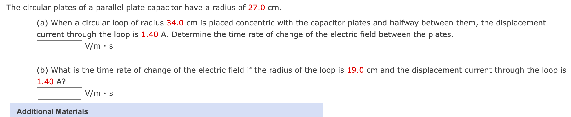Solved The circular plates of a parallel plate capacitor | Chegg.com