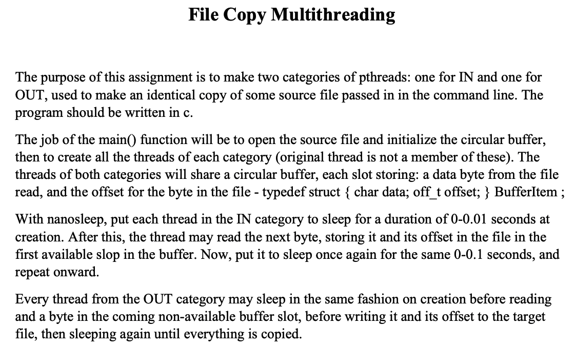 Solved File Copy Multithreading The purpose of this | Chegg.com