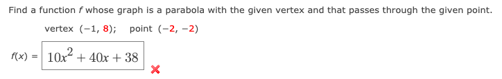 Solved A quadratic function g is given. g(x) = 2x2 + 8x + 13 | Chegg.com