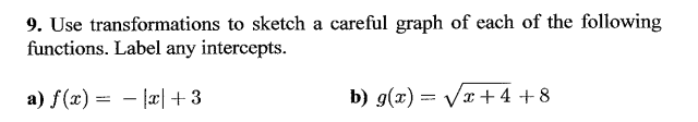 Solved 9. Use transformations to sketch a careful graph of | Chegg.com