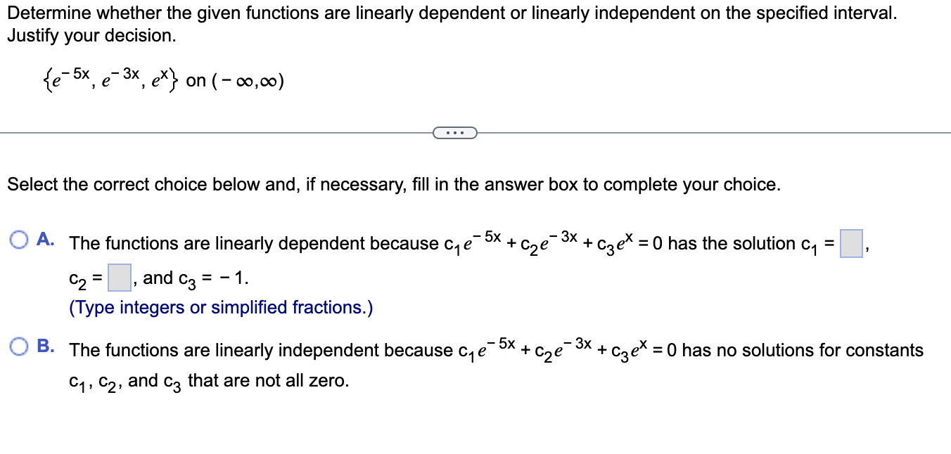 Solved Determine whether the given functions are linearly | Chegg.com
