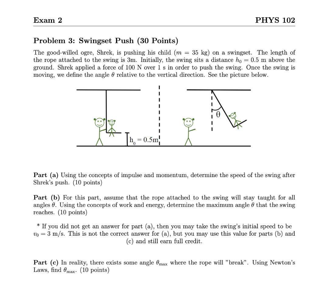 Solved Problem 3: Swingset Push (30 Points) The good-willed | Chegg.com