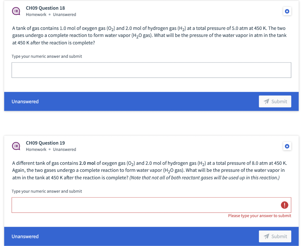 Solved CH09 Question 18 Homework. Unanswered A tank of gas | Chegg.com