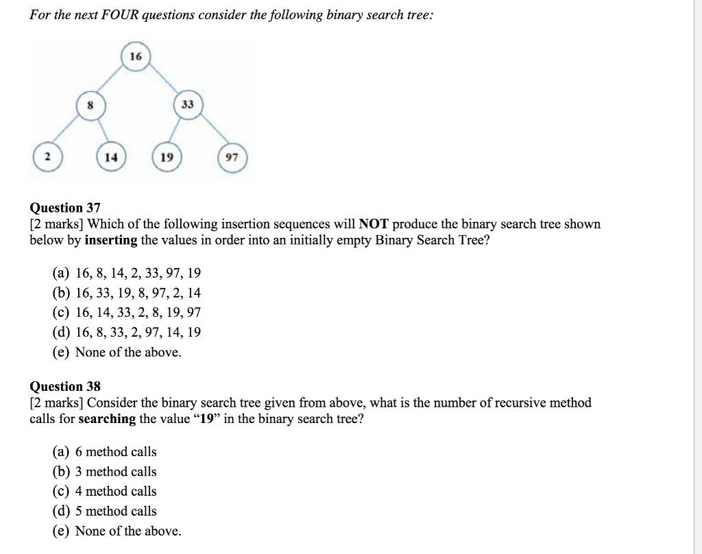 Solved For the next FOUR questions consider the following | Chegg.com
