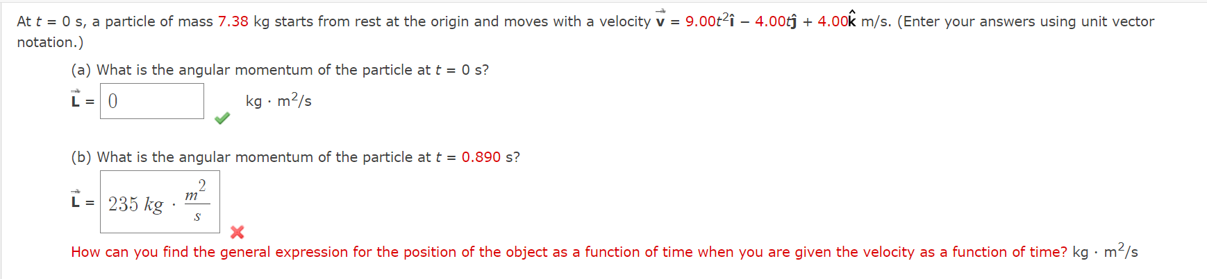 Solved \\( \\mathrm{t} t=0 \\mathrm{~s} \\), a particle of | Chegg.com