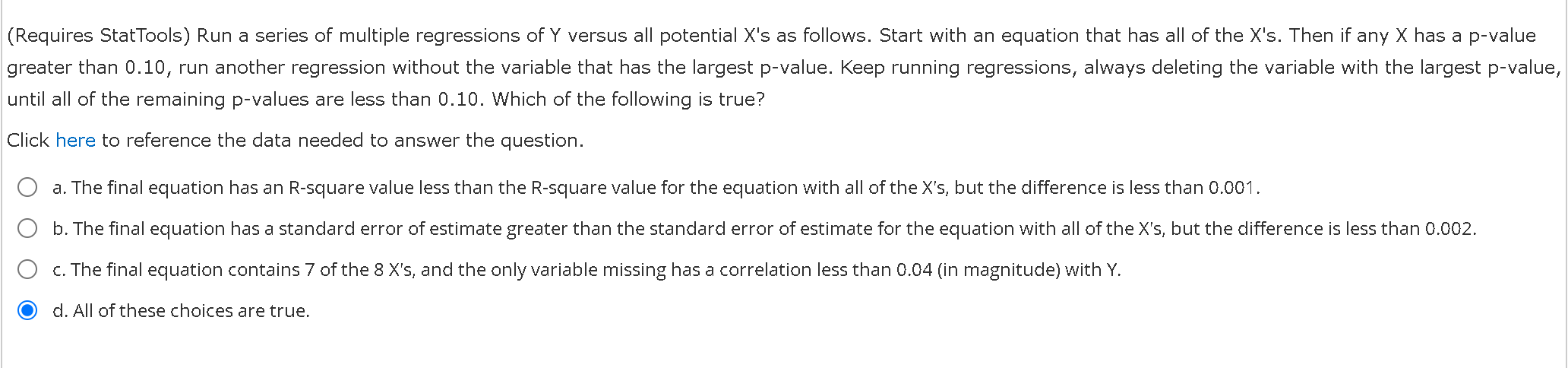 Solved Run a series of multiple regressions of Y versus all | Chegg.com