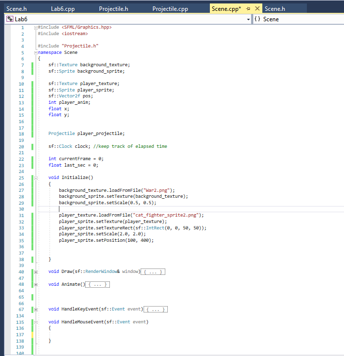 Scene.cpp* = X Scene.h () Scene Scene.h Lab6.cpp | Chegg.com