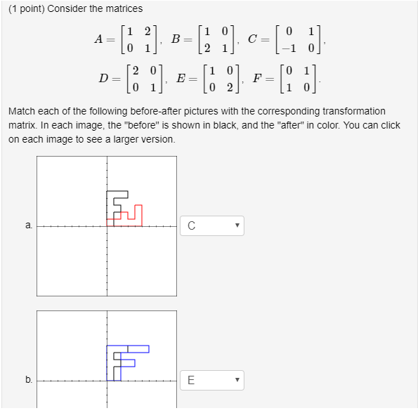Solved (1 point) Consider the matrices A=[?). B= [].c=[^] D= | Chegg.com