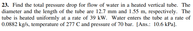 Solved 23. Find the total pressure drop for flow of water in | Chegg.com