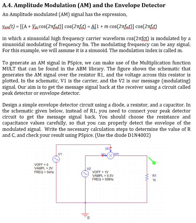 Solved A.4. Amplitude Modulation (AM) and the Envelope | Chegg.com
