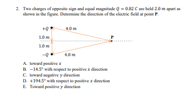 Solved Two charges of opposite sign and equal magnitude | Chegg.com