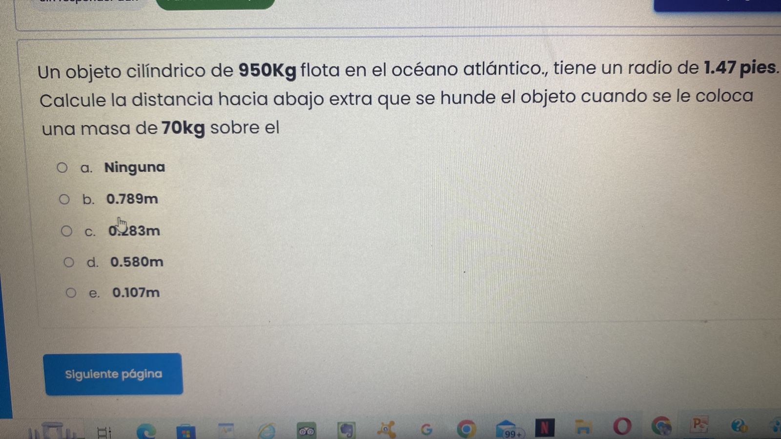 Solved A 950 kg cylindrical object floats in the Atlantic | Chegg.com