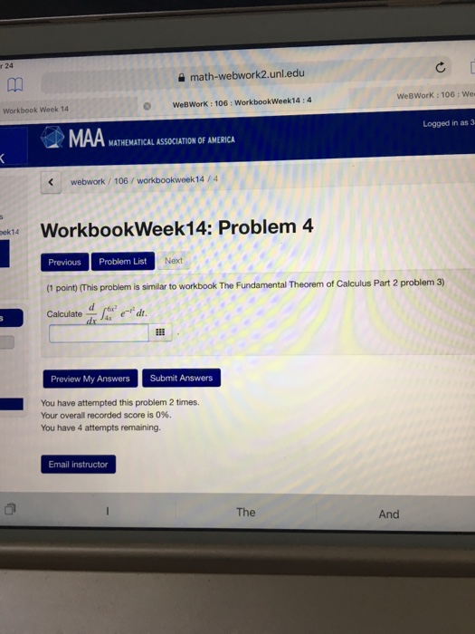Solved 24 2 math-webwork2.unl.edu 卬 WeßWork:106: We WeBWork: | Chegg.com Solved 24 2 math-webwork2.unl.edu 卬 WeßWork:106: We WeBWork: | Chegg.com