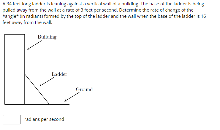 Solved A 34 feet long ladder is leaning against a vertical | Chegg.com