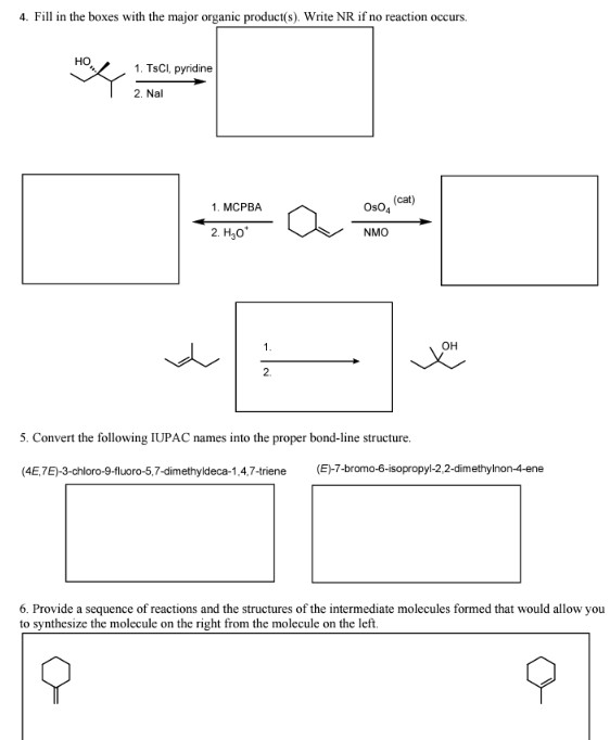 Solved 4. Fill in the boxes with the major organic | Chegg.com