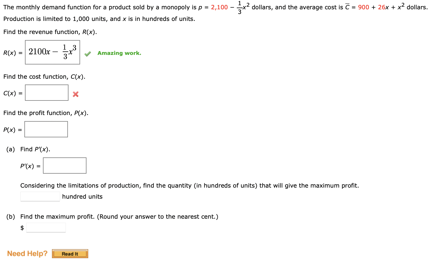 Solved The monthly demand function for a product sold by a | Chegg.com