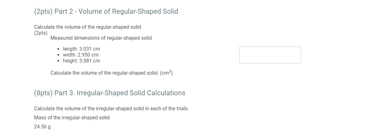 Solved (8pts) Part 1 - Density of Unknown Liquid Calculate | Chegg.com
