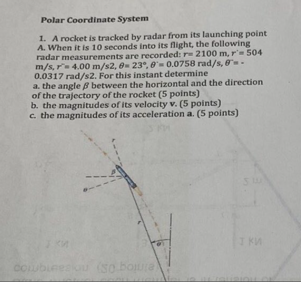 Solved Polar Coordinate System 1. A rocket is tracked by | Chegg.com