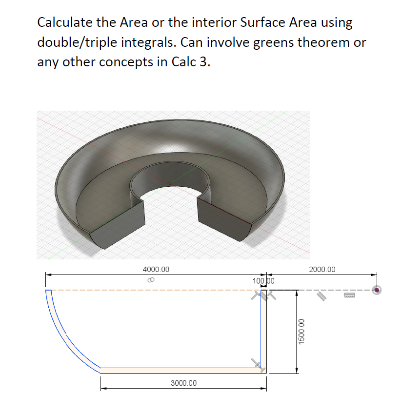 Calculate the Area or Interior Surface Area using | Chegg.com