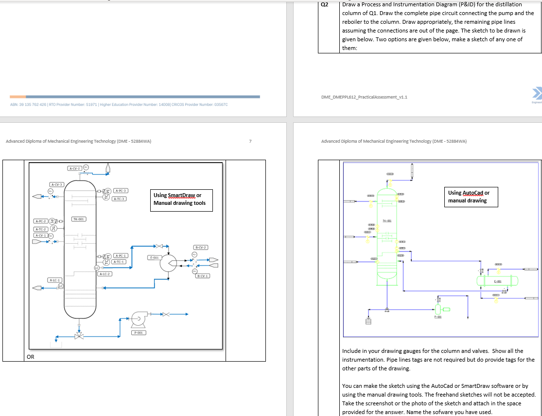 Q2 Draw a Process and Instrumentation Diagram (P&ID) | Chegg.com