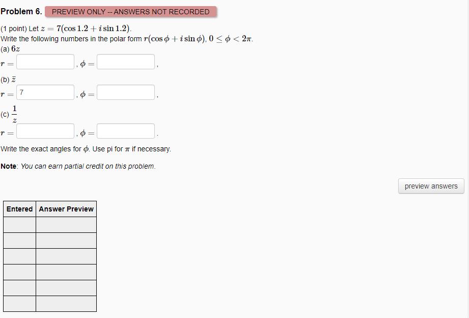 Solved Problem 6. PREVIEW ONLY -- ANSWERS NOT RECORDED (1 | Chegg.com