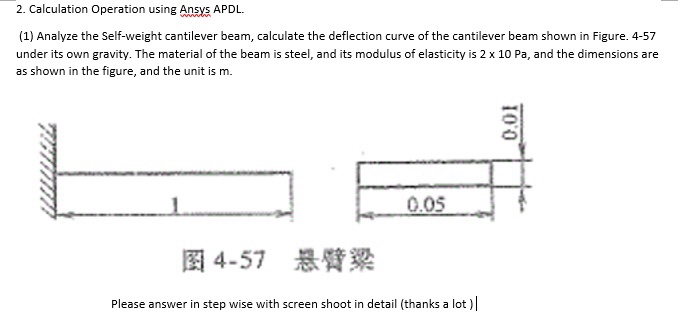 Solved 2 Calculation Operation Using Ansys Apdl 1 Analyze