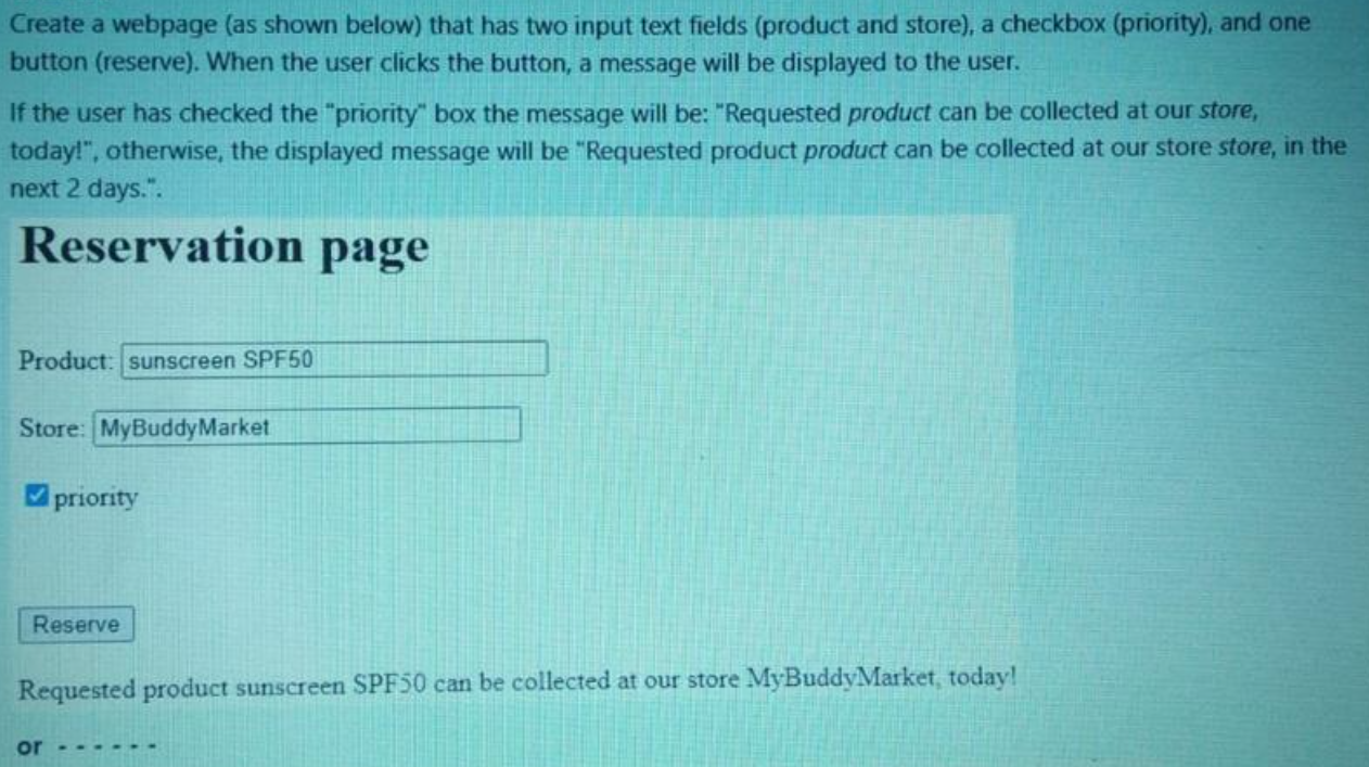 Solved Create a webpage (as shown below) that has two input | Chegg.com