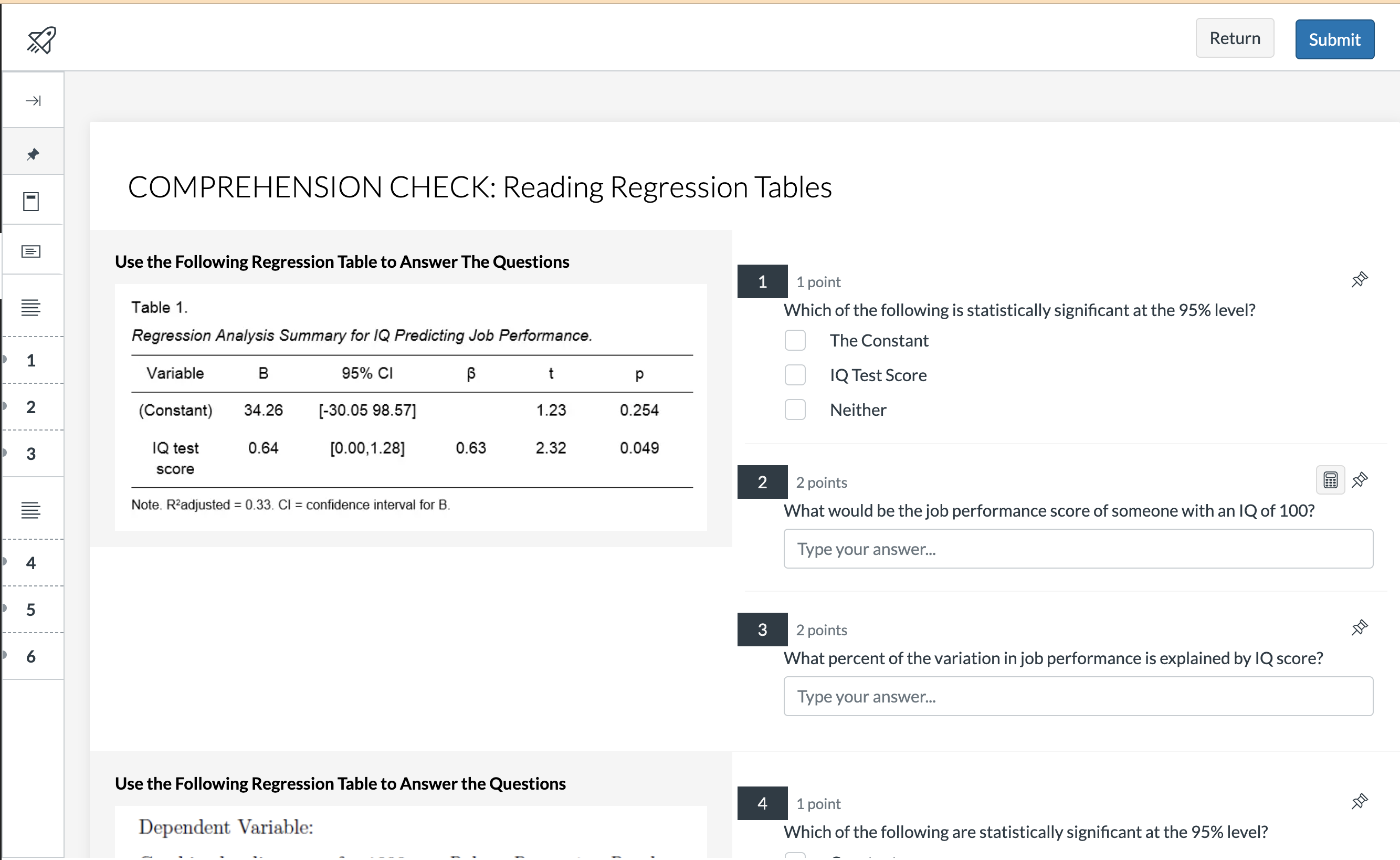 Solved COMPREHENSION CHECK: Reading Regression Tables 1 1 | Chegg.com