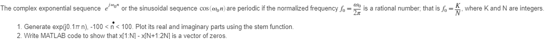 Solved The complex exponential sequence ejω0n or the | Chegg.com
