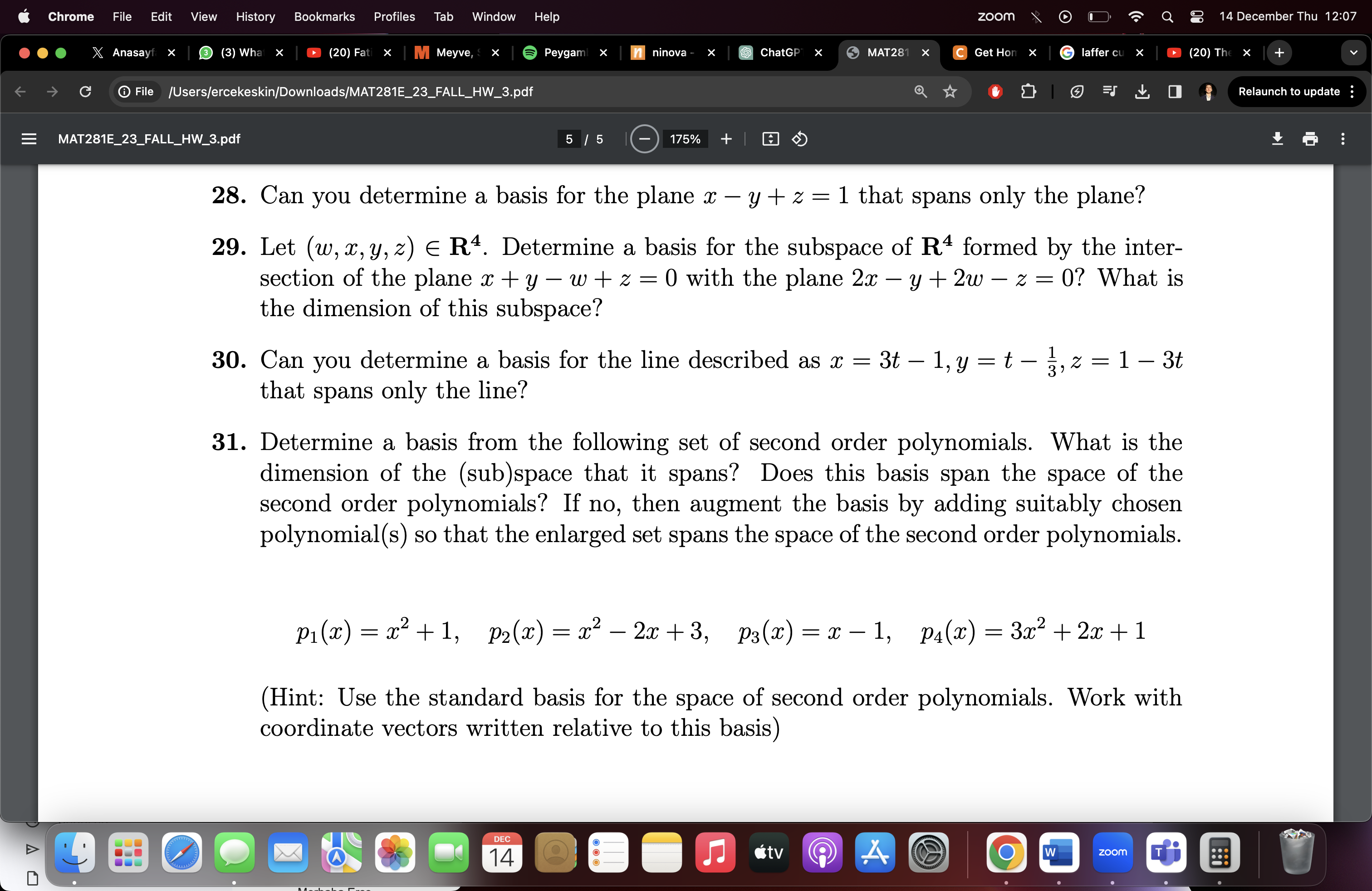 Solved 28. Can you determine a basis for the plane x−y+z=1 | Chegg.com